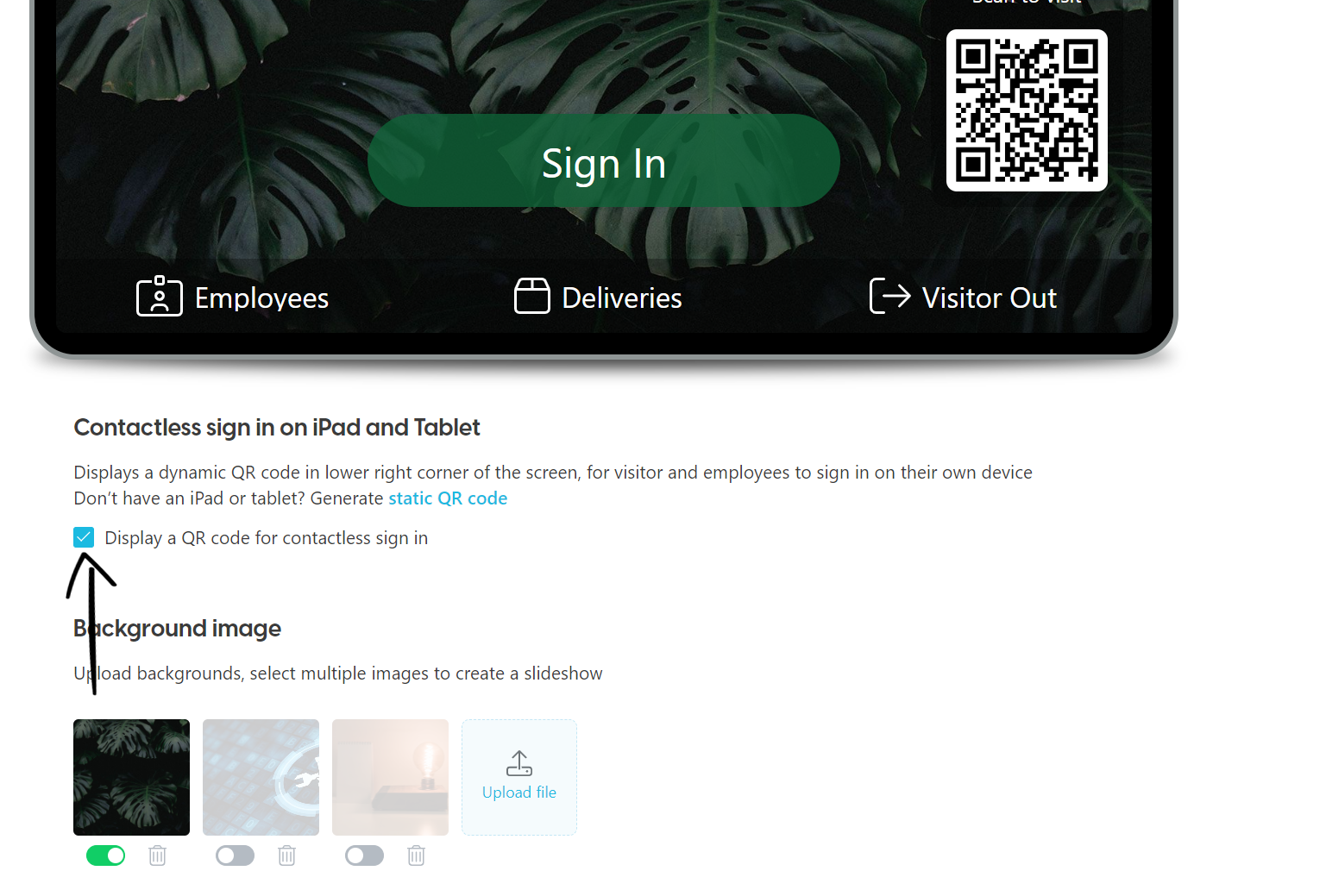 Enabling contactless visitor sign-in