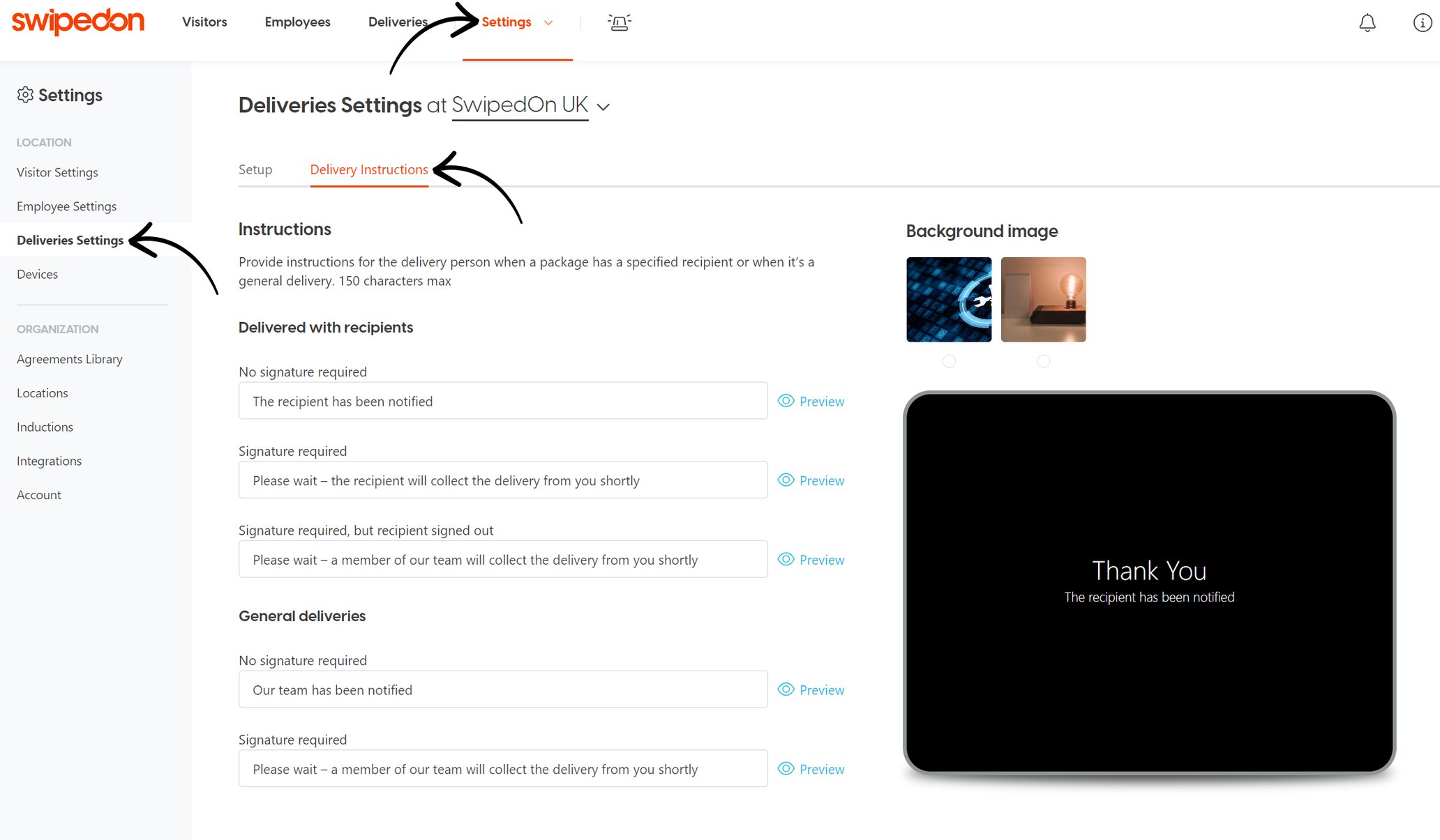 How to customize your Delivery messages