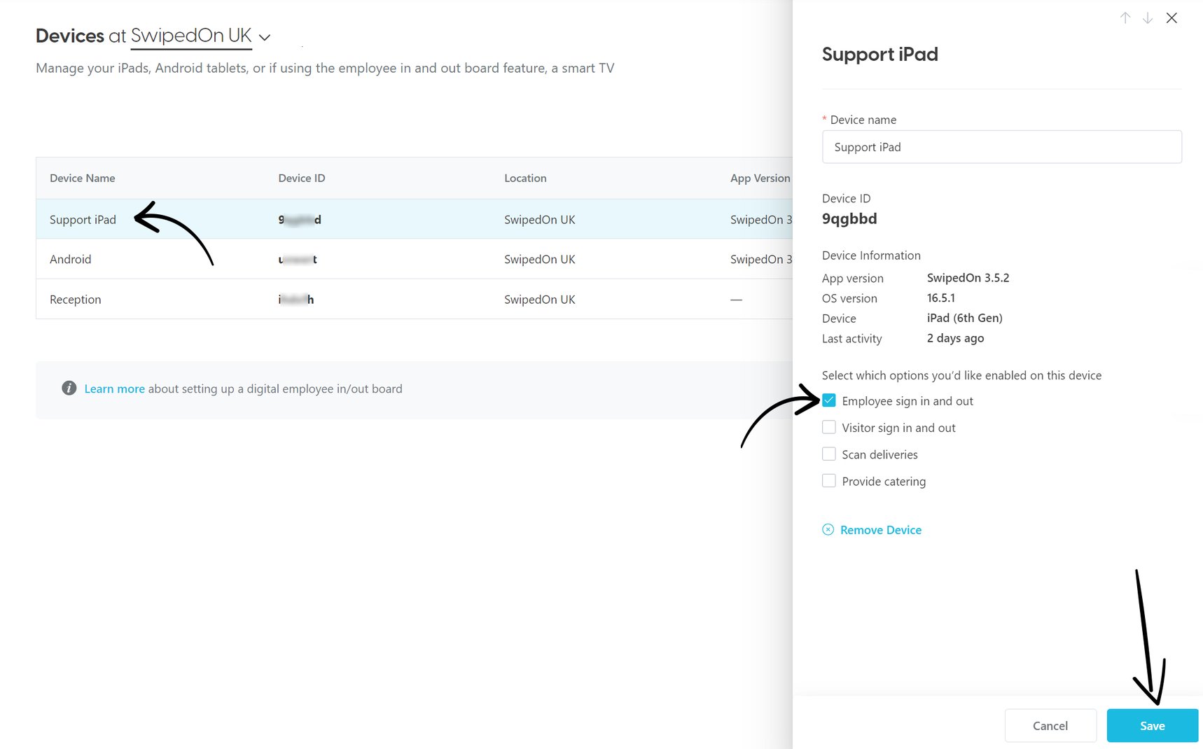 How to enable and use Employee In/Out