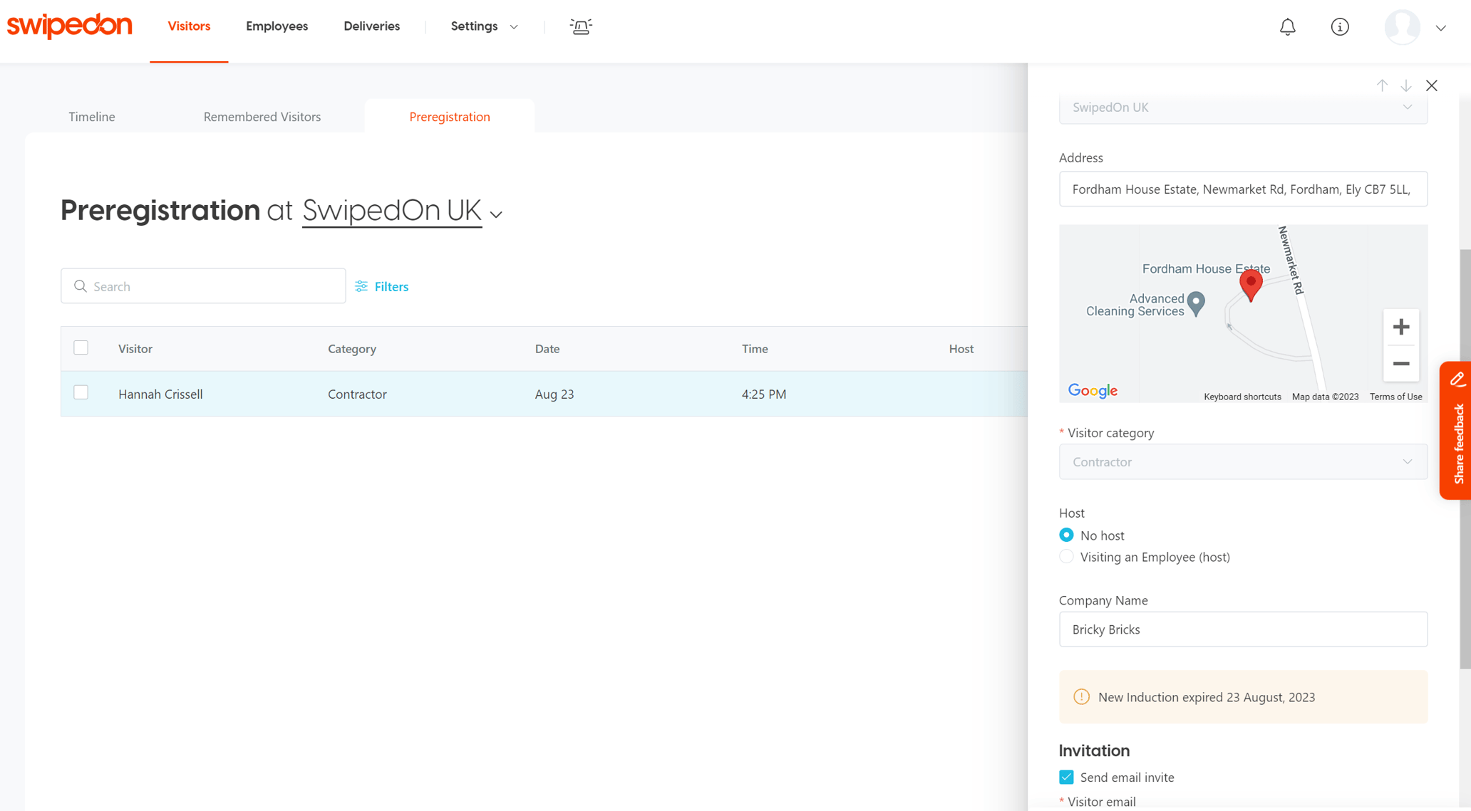How to view a visitor’s induction status