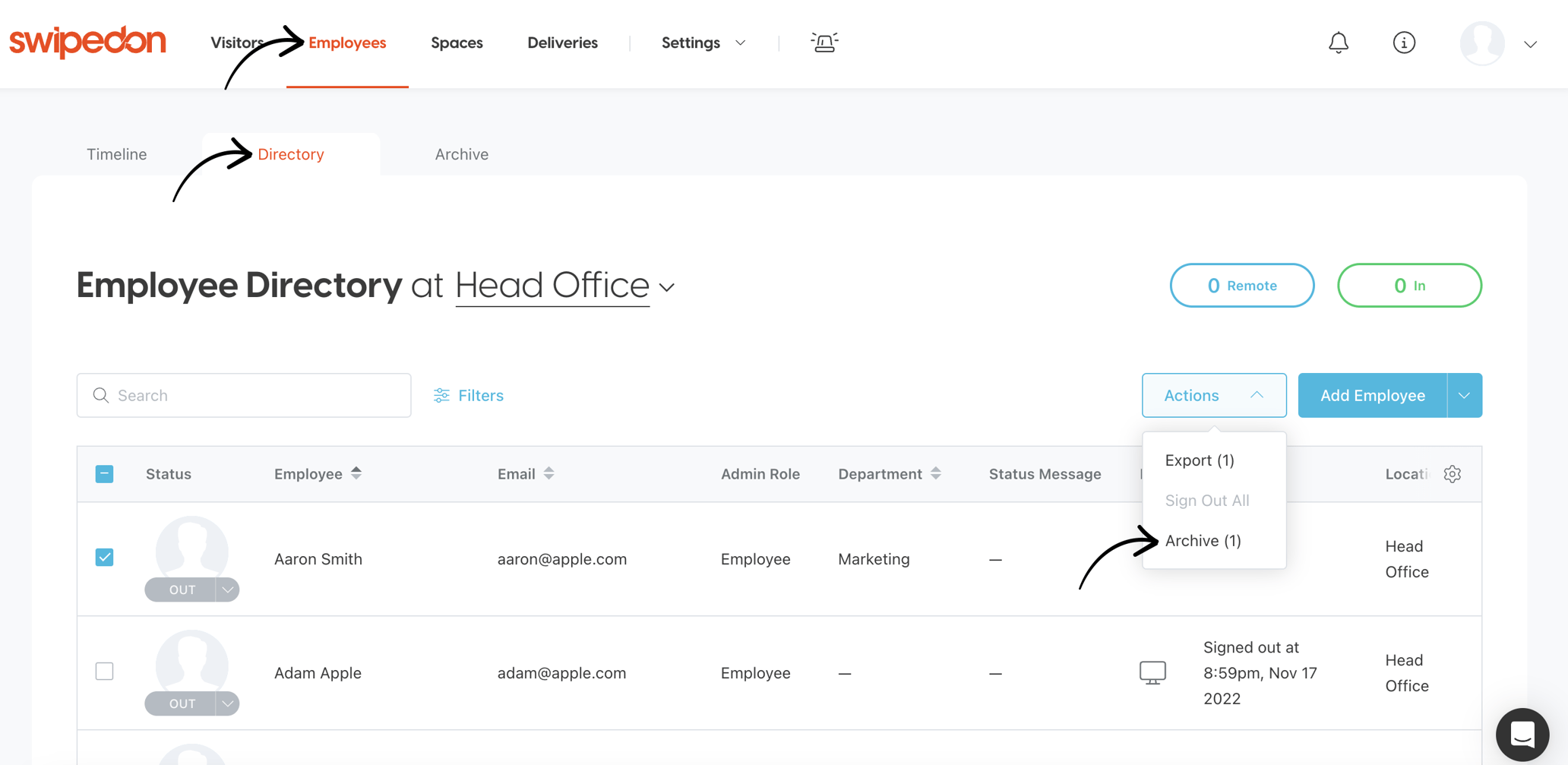 How to archive an employee