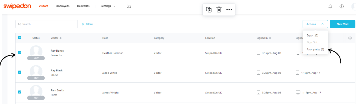 How to anonymize 'Visits'