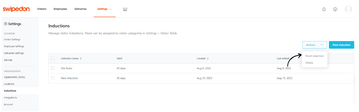 Getting started with Inductions