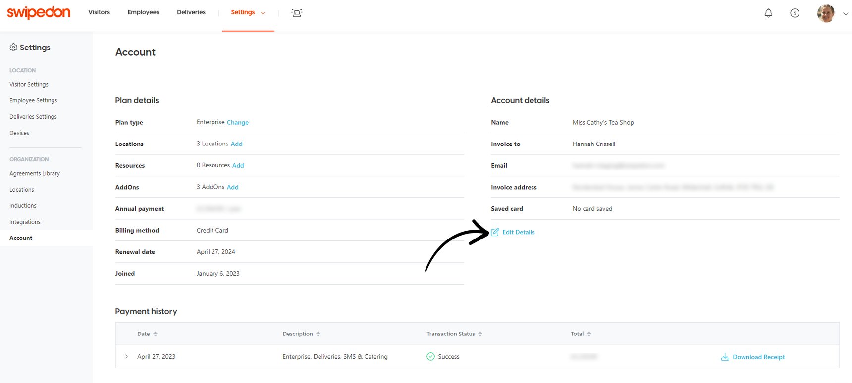How to update billing contact details
