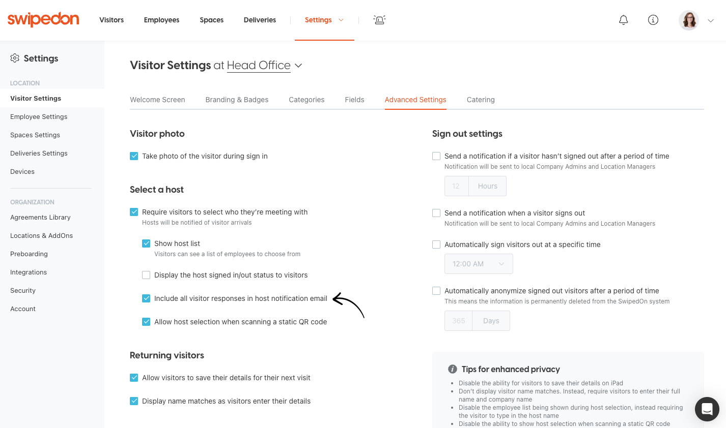 How to offer catering with visitor fields