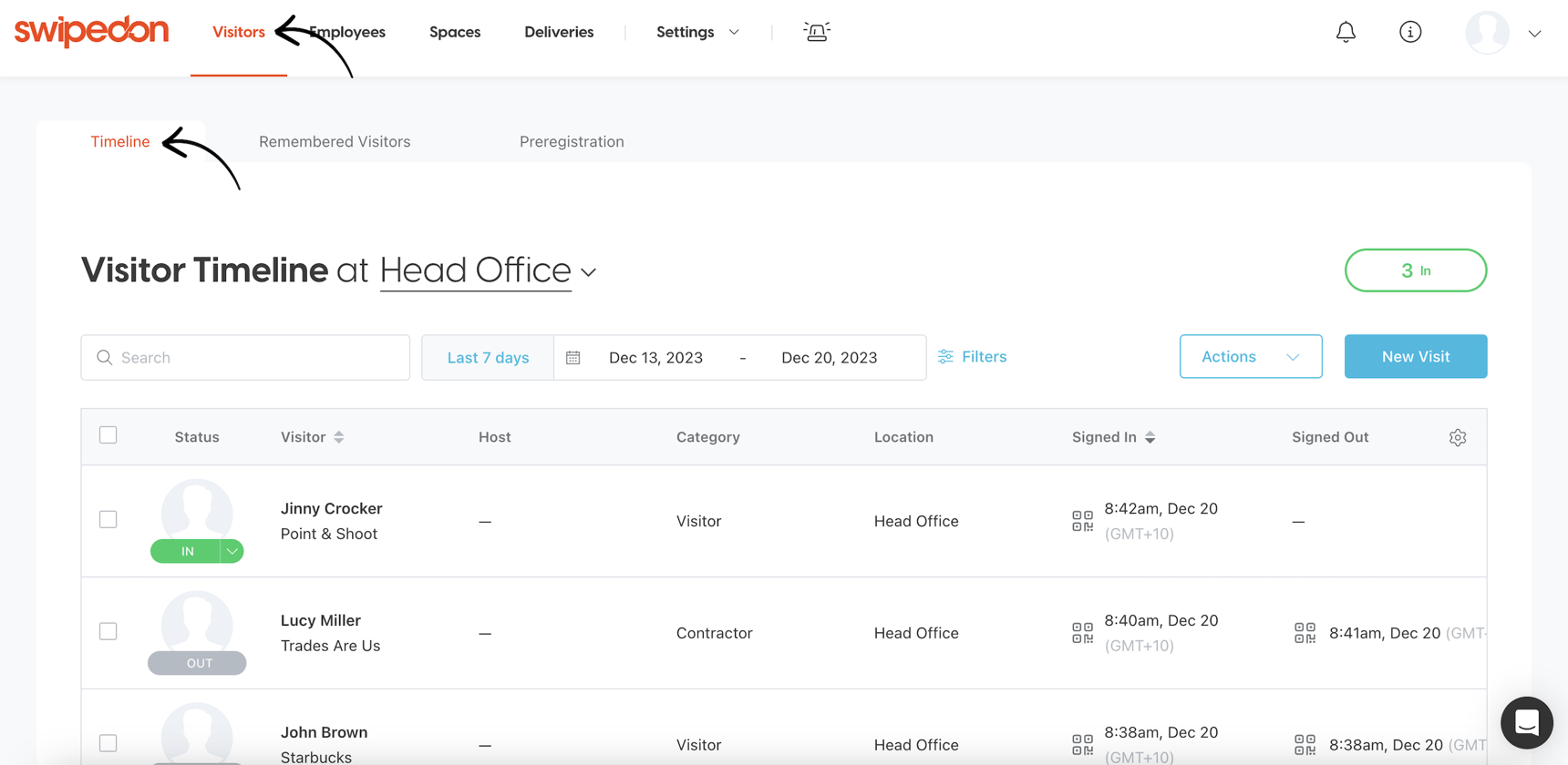 Exporting visitor data