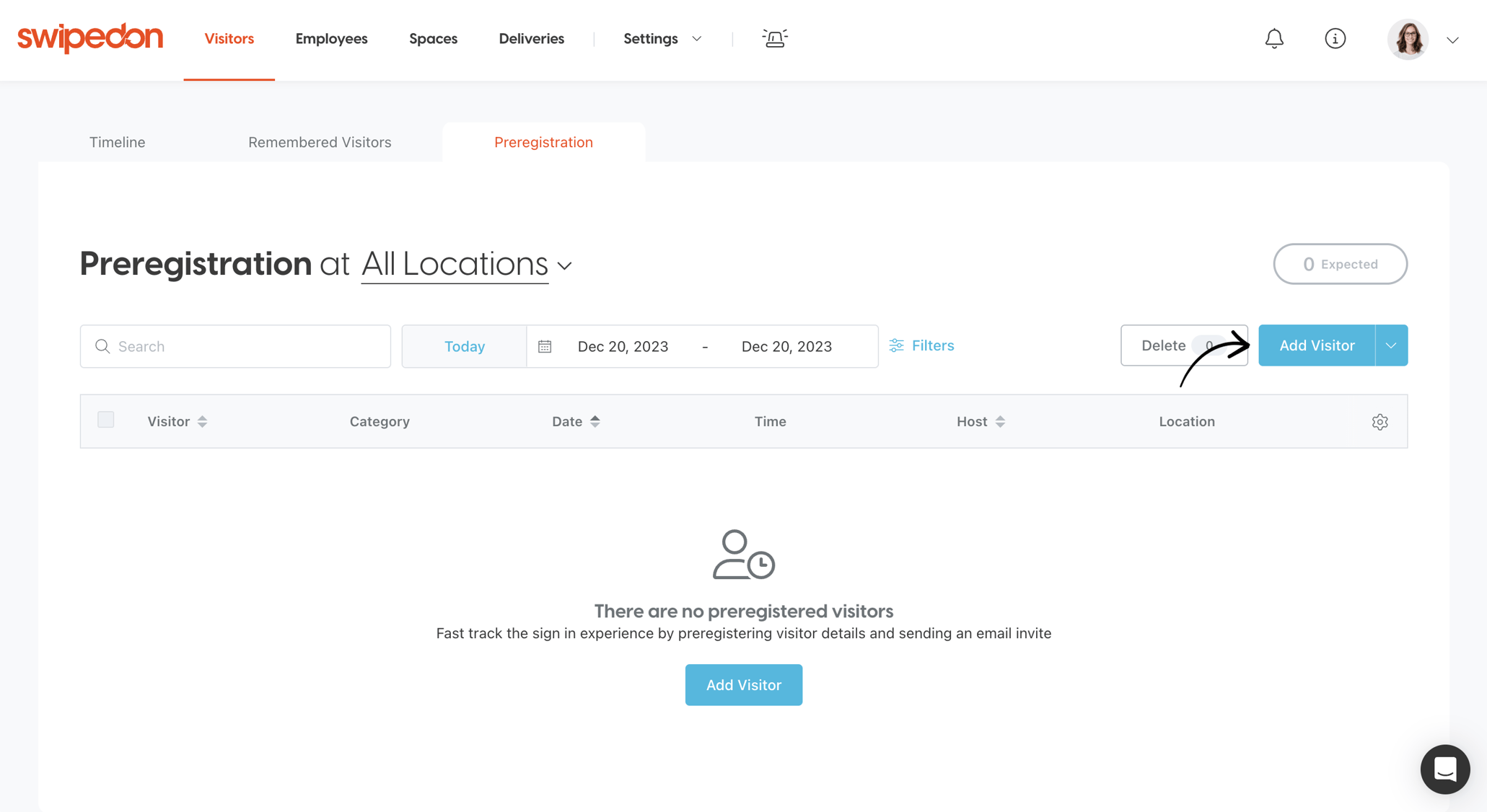 Visitor preregistration