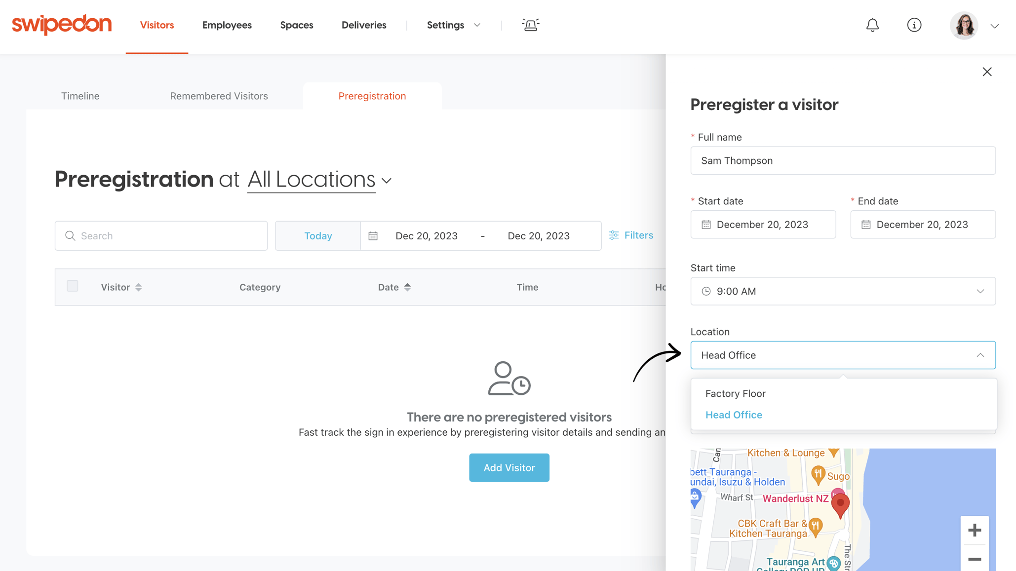 Visitor preregistration