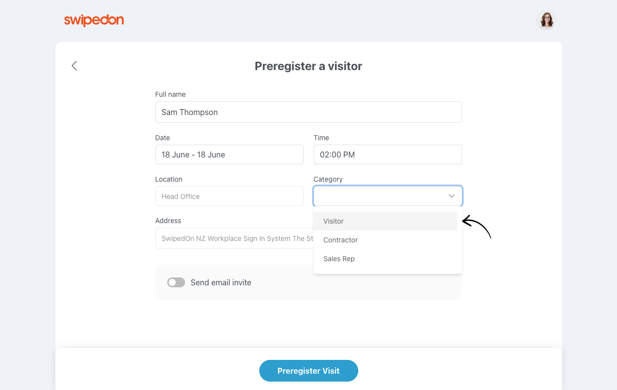 How to preregister a visitor with SwipedOn Pocket