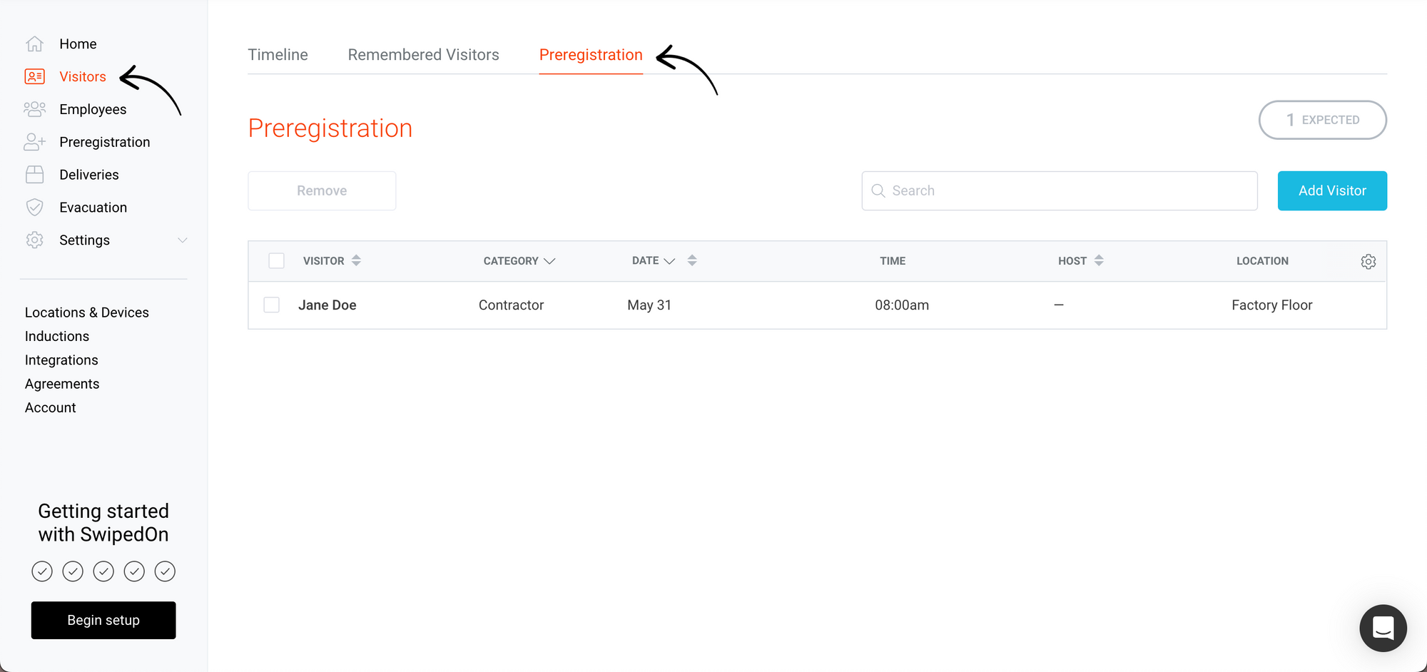 How to view a visitor’s induction status